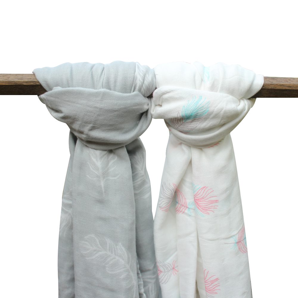 Large White/Gray Muslin Baby Wrap Bamboo Cotton Modern Organic ...