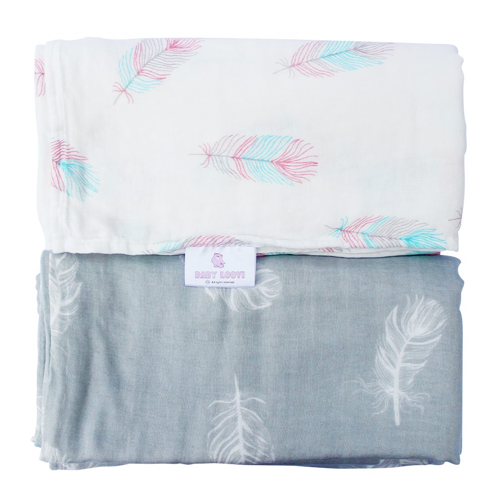 Large White/Gray Muslin Baby Wrap Bamboo Cotton Modern Organic ...