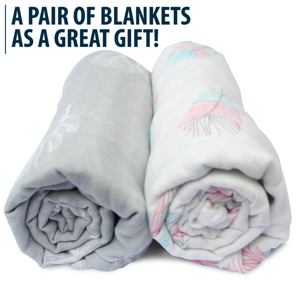 Large White/Gray Muslin Baby Wrap Bamboo Cotton Modern Organic ...