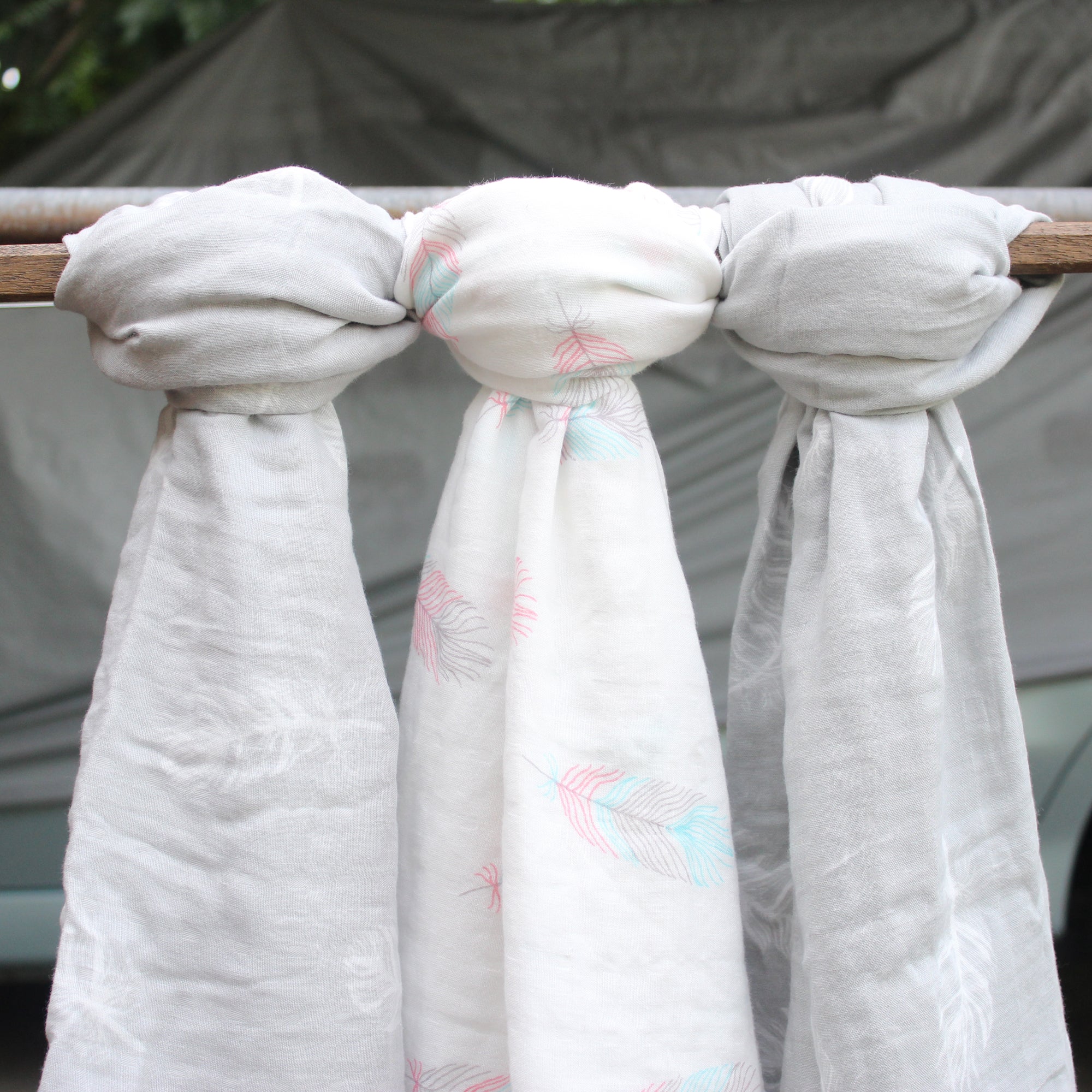 Large White/Gray Muslin Baby Wrap Bamboo Cotton Modern Organic ...
